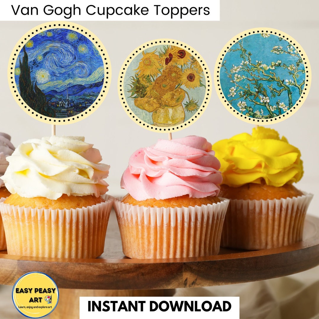 Van Gogh Cupcake Topper, Art Cupcake Toppers, Digital Download Cupcake ...