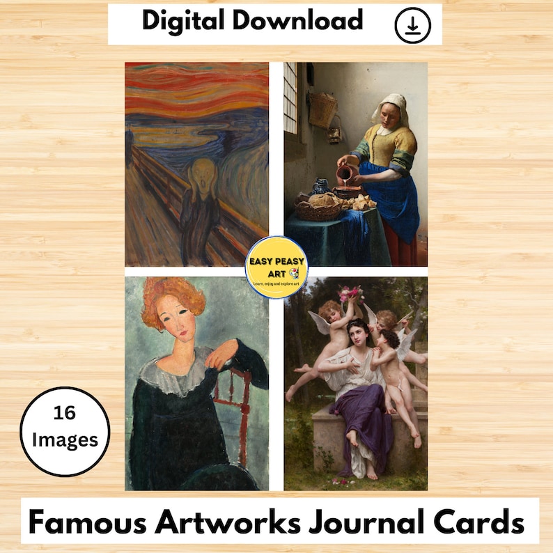 Famous Paintings Journal Cards Printable, Art Printable Junk Journal ...