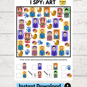 I Spy Game Printable, Look and Find Art History Homeschool Activities ...