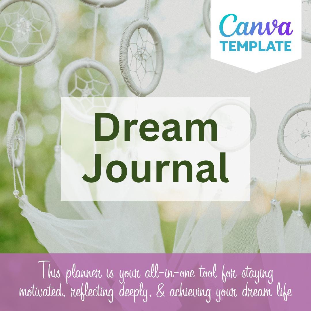 Editable Dream Journal Template | Canva Planner | Printable PDF | 3 ...