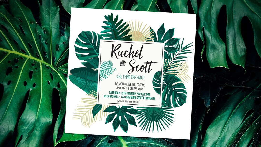 Monstera Wedding Invitation Custom Digital File - Etsy Australia
