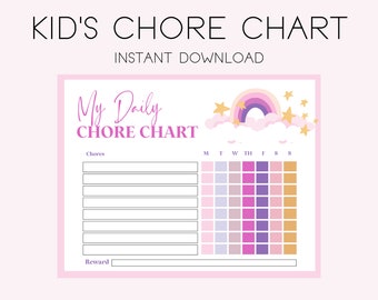 Responsibility Chore Chart for Kids Daily Weekly Routine Reward System ...