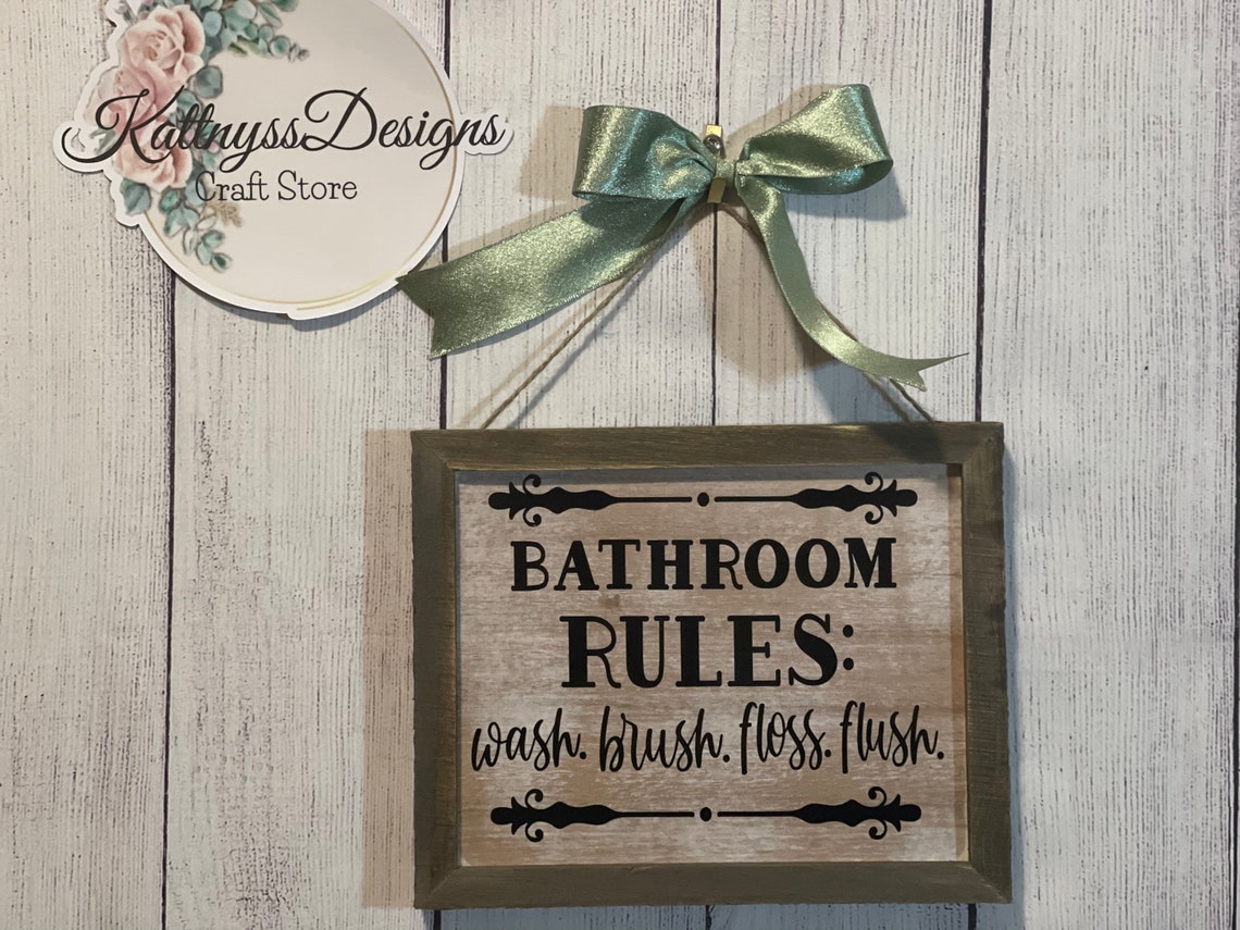 Rustic Farmhouse Sign Bathroom Rules Wood Farmhouse Sign - Etsy