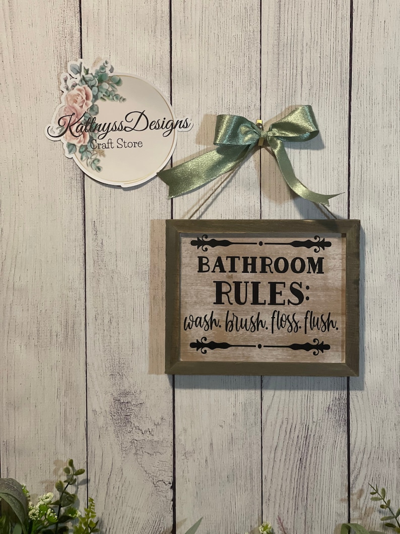 Rustic Farmhouse Sign Bathroom Rules Wood Farmhouse Sign - Etsy