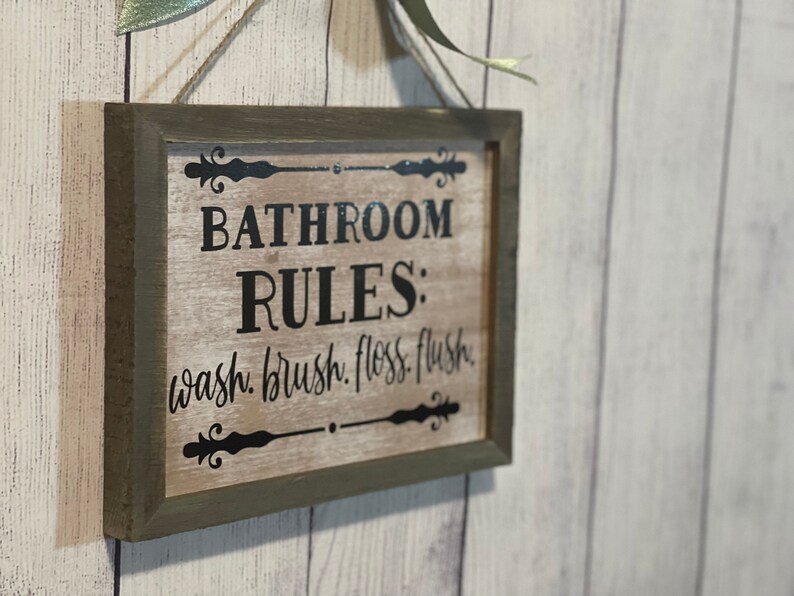 Rustic Farmhouse Sign Bathroom Rules Wood Farmhouse Sign - Etsy