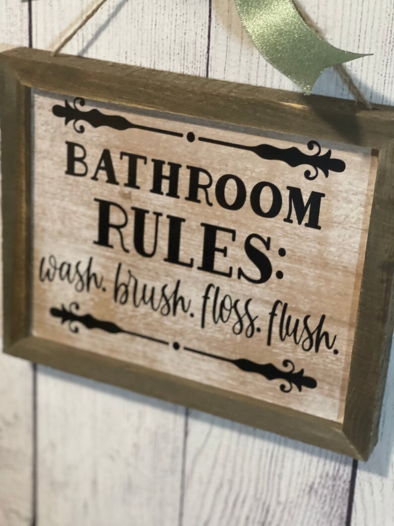 Rustic Farmhouse Sign Bathroom Rules Wood Farmhouse Sign - Etsy
