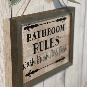Rustic Farmhouse Sign Bathroom Rules Wood Farmhouse Sign - Etsy