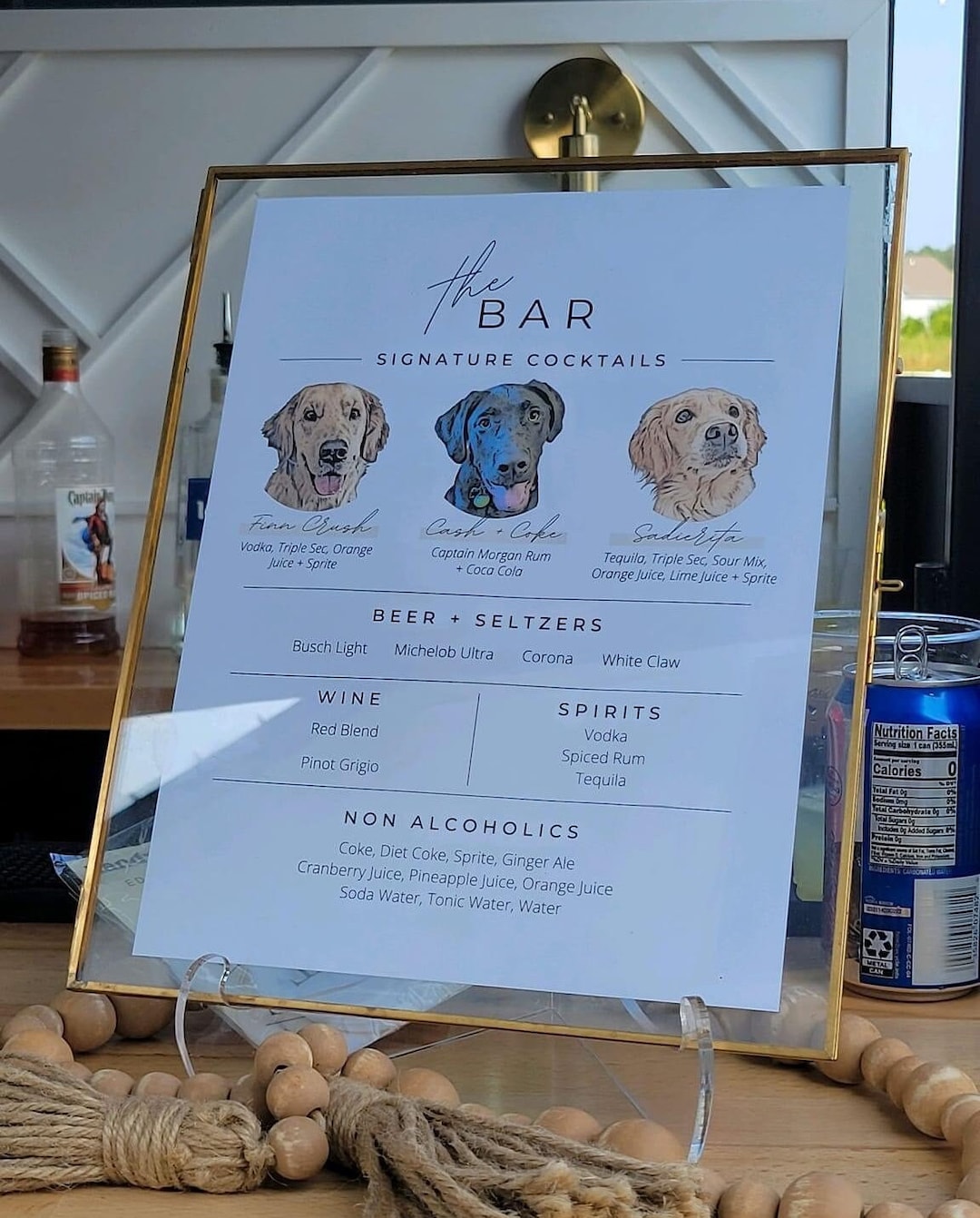 Dog Wedding Bar Menu Digital Sketch of Your Dogs for Your Wedding Bar ...