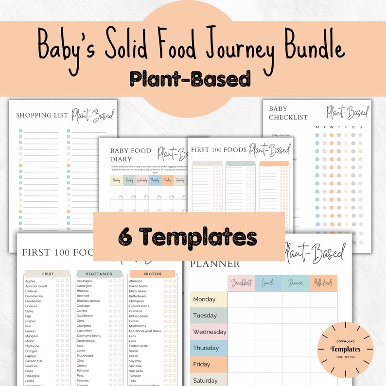 Baby First 100 Foods Plant-based Bundle Checklist Weaning Starting ...