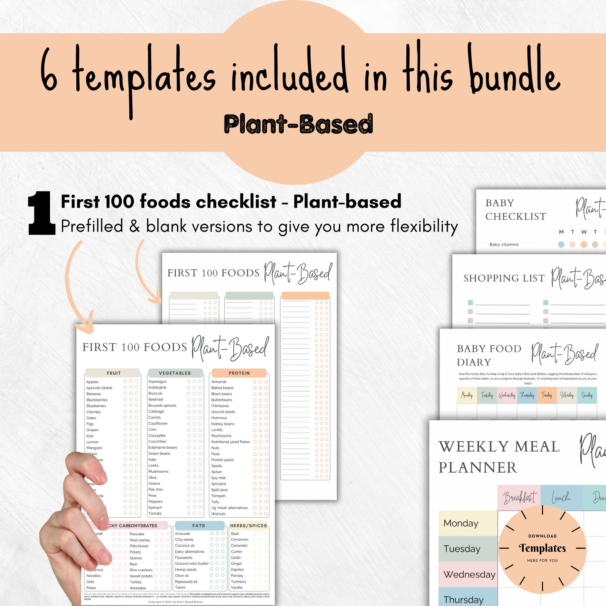 Baby First 100 Foods Plant-based Bundle Checklist Weaning Starting ...