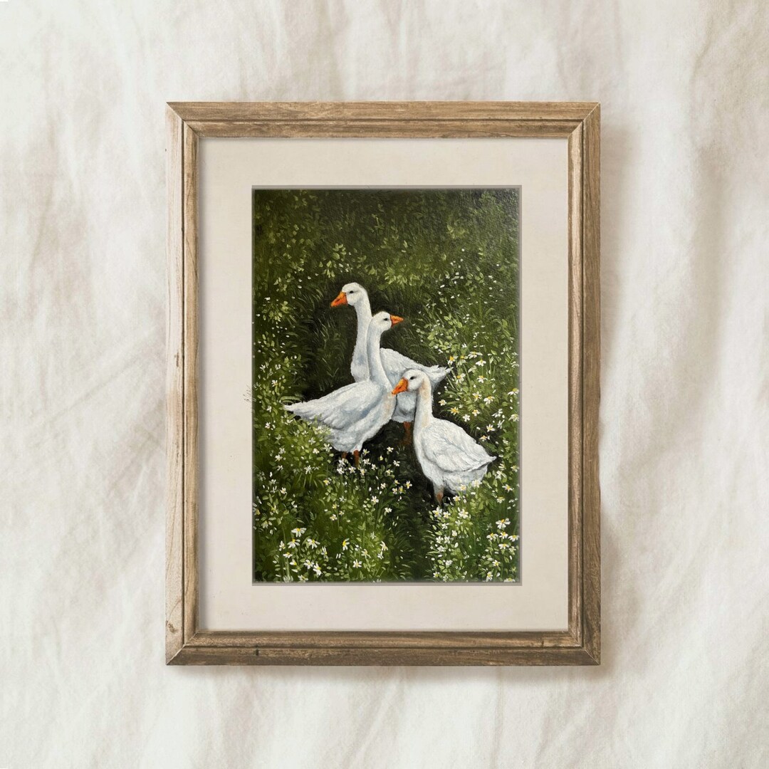 Ducks Original Art Work Vintage Decor Countryside Style Painting ...