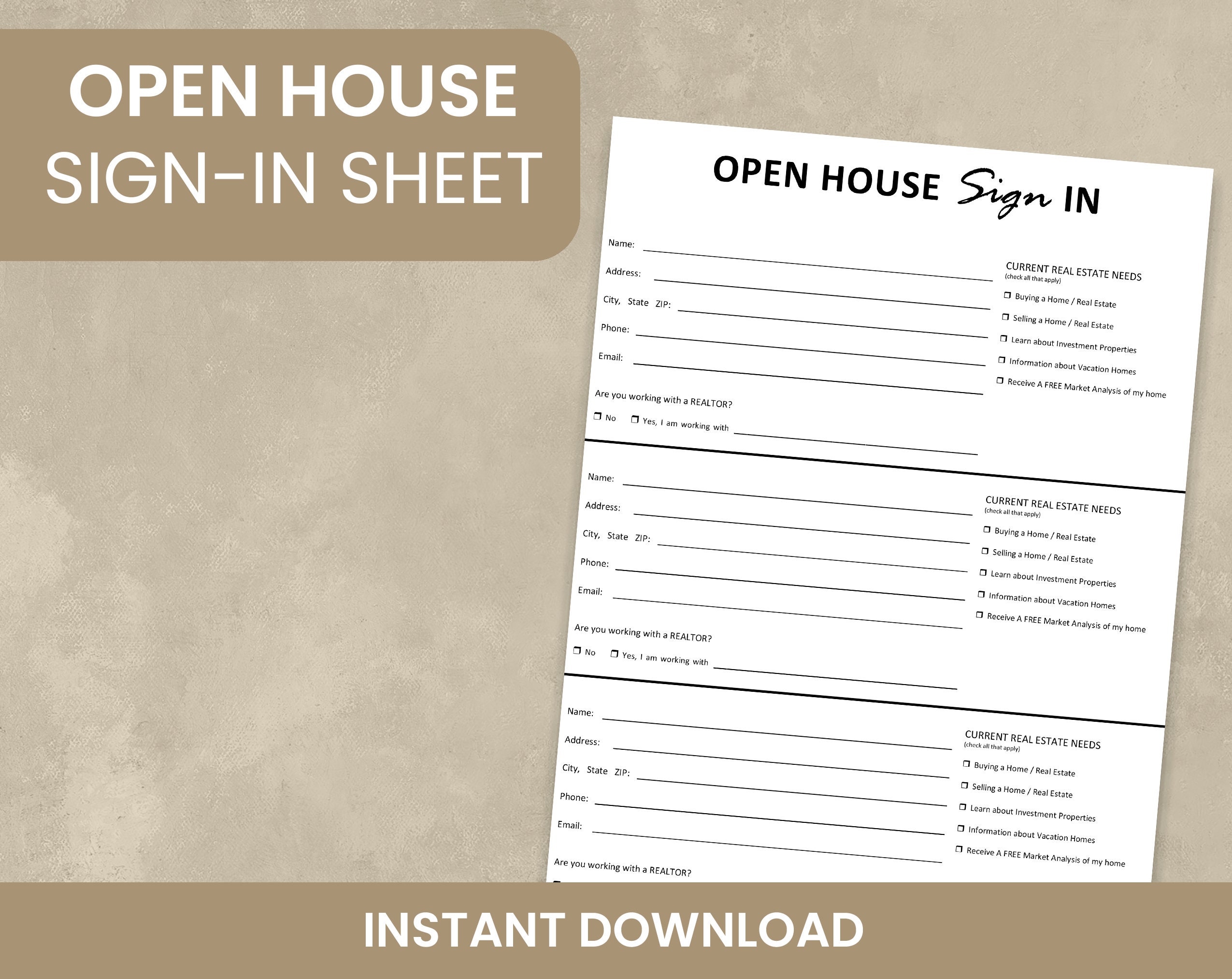 Open House Sign-in Sheet PDF - Etsy