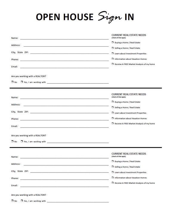 Free Printable Open House Sign In Sheet Templates [Word,, 57% OFF