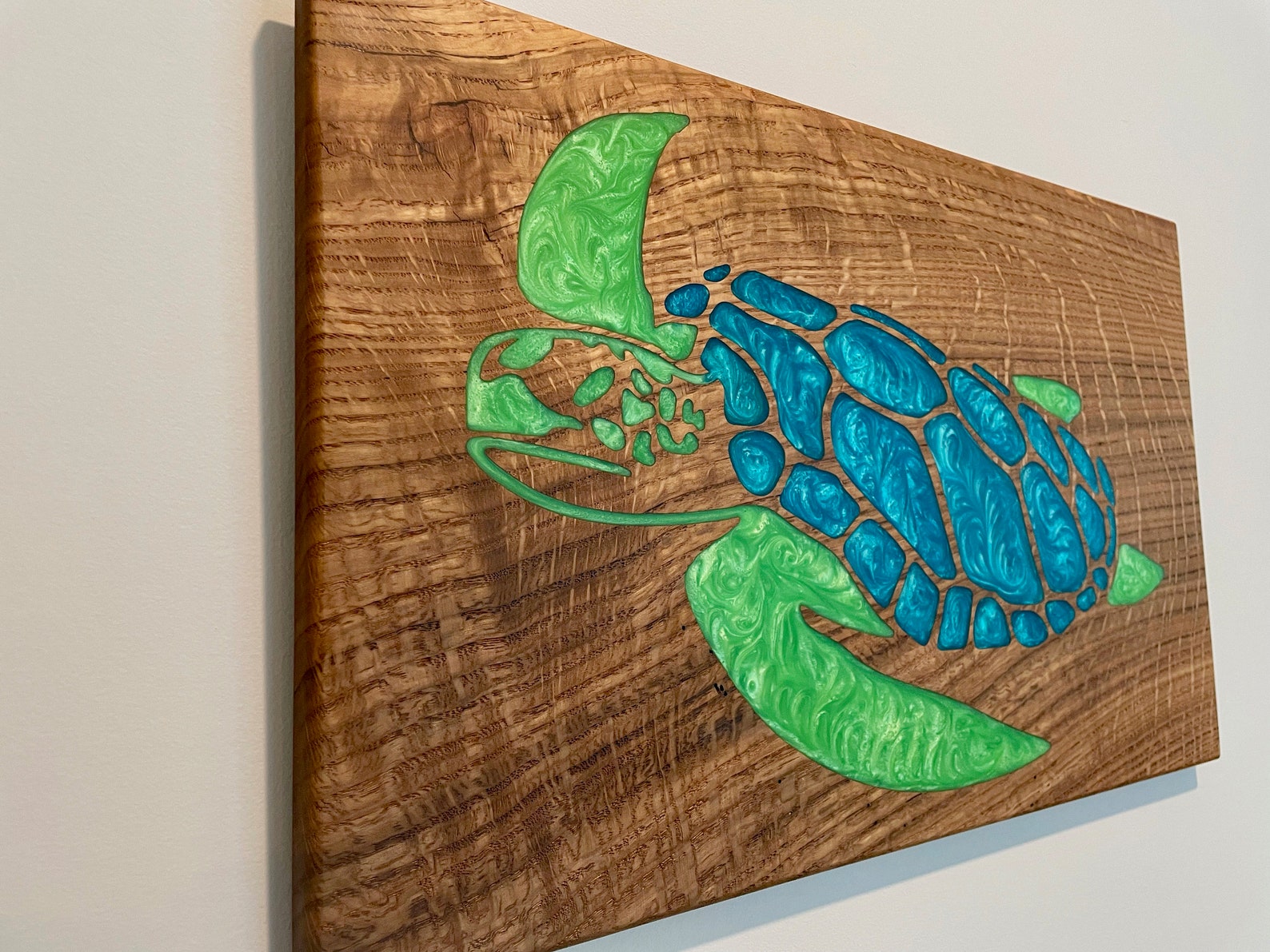 Sea Turtle Wall Art, Wall Art, Coastal Decor, Wall Hanging, Epoxy Inlay ...