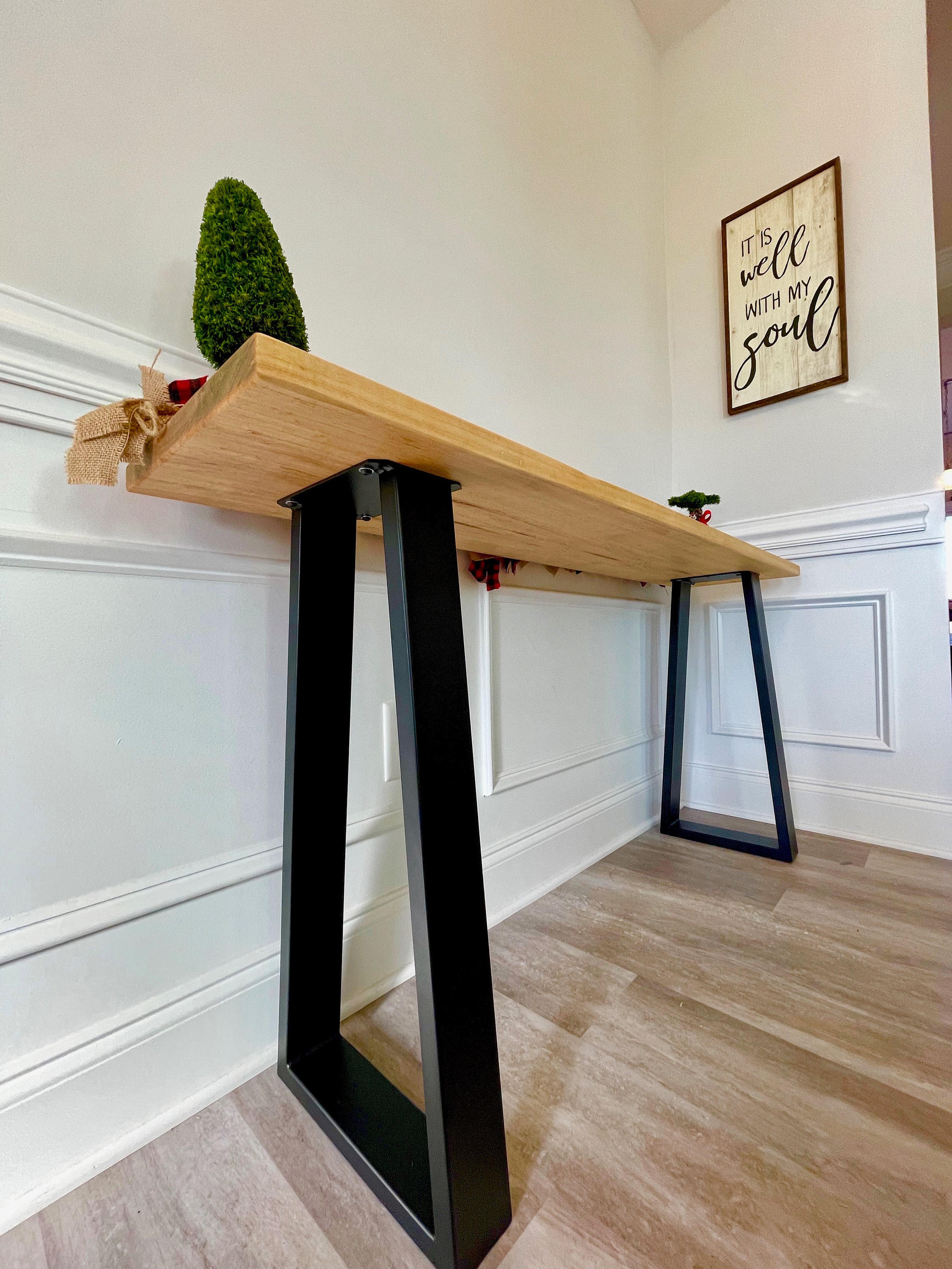 Epoxy Entryway Table, Console Table, Mountain Scene, Black Bear Table ...