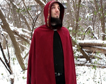 Red Cloak Wool Cloak Hooded Cloak Long Cloak Cloak - Etsy