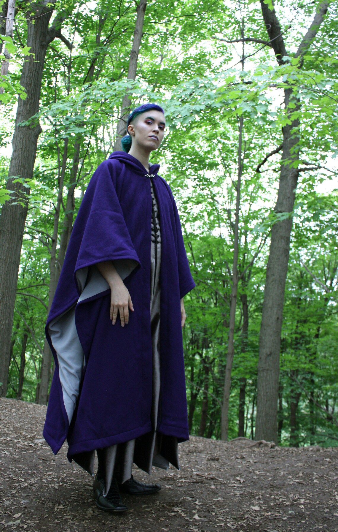 Purple Wool Rectangle Cloak- Grey Lining - Etsy