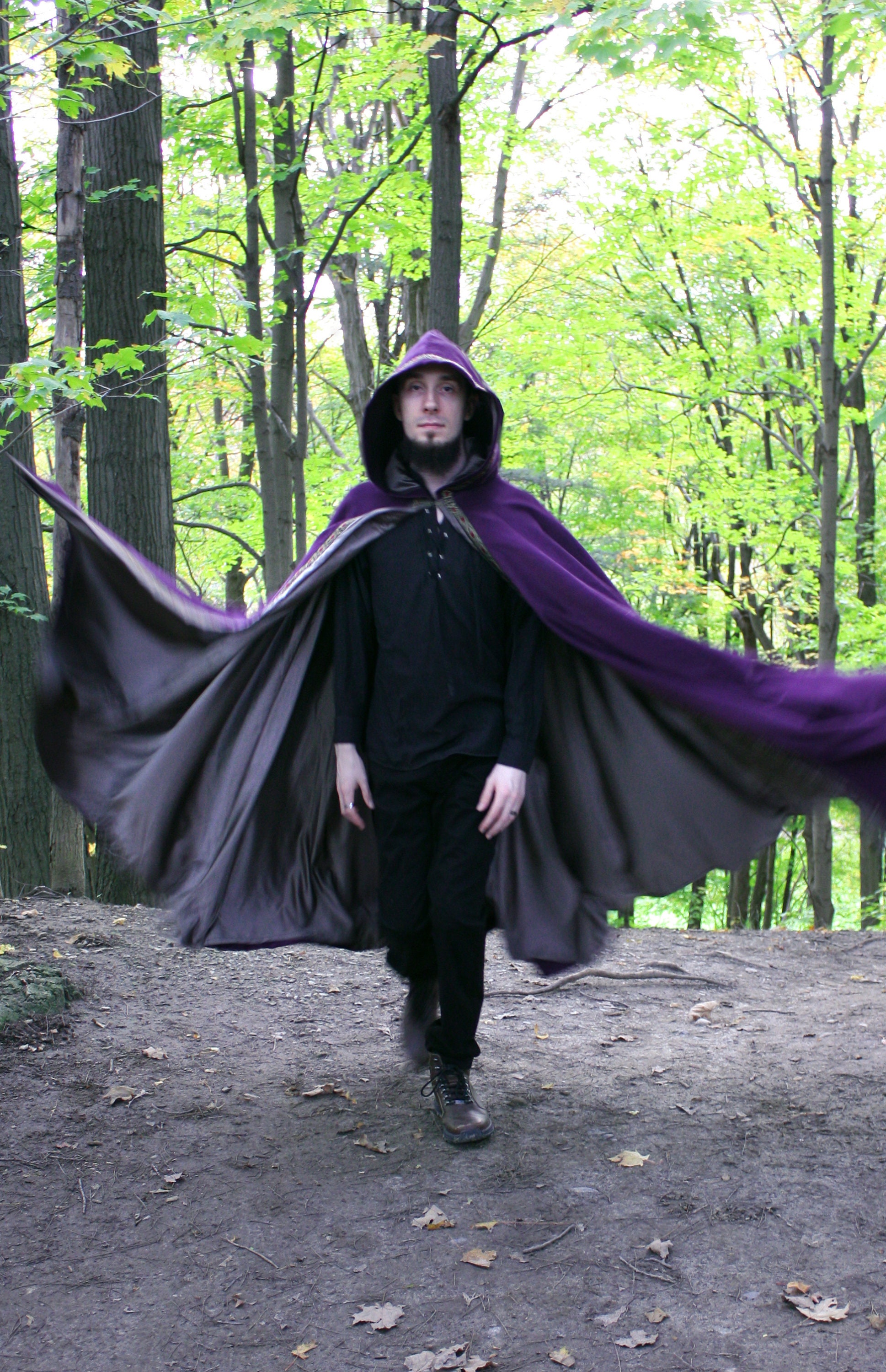 Long Purple 3/4 Circle Cloak- Silver Lining - Etsy