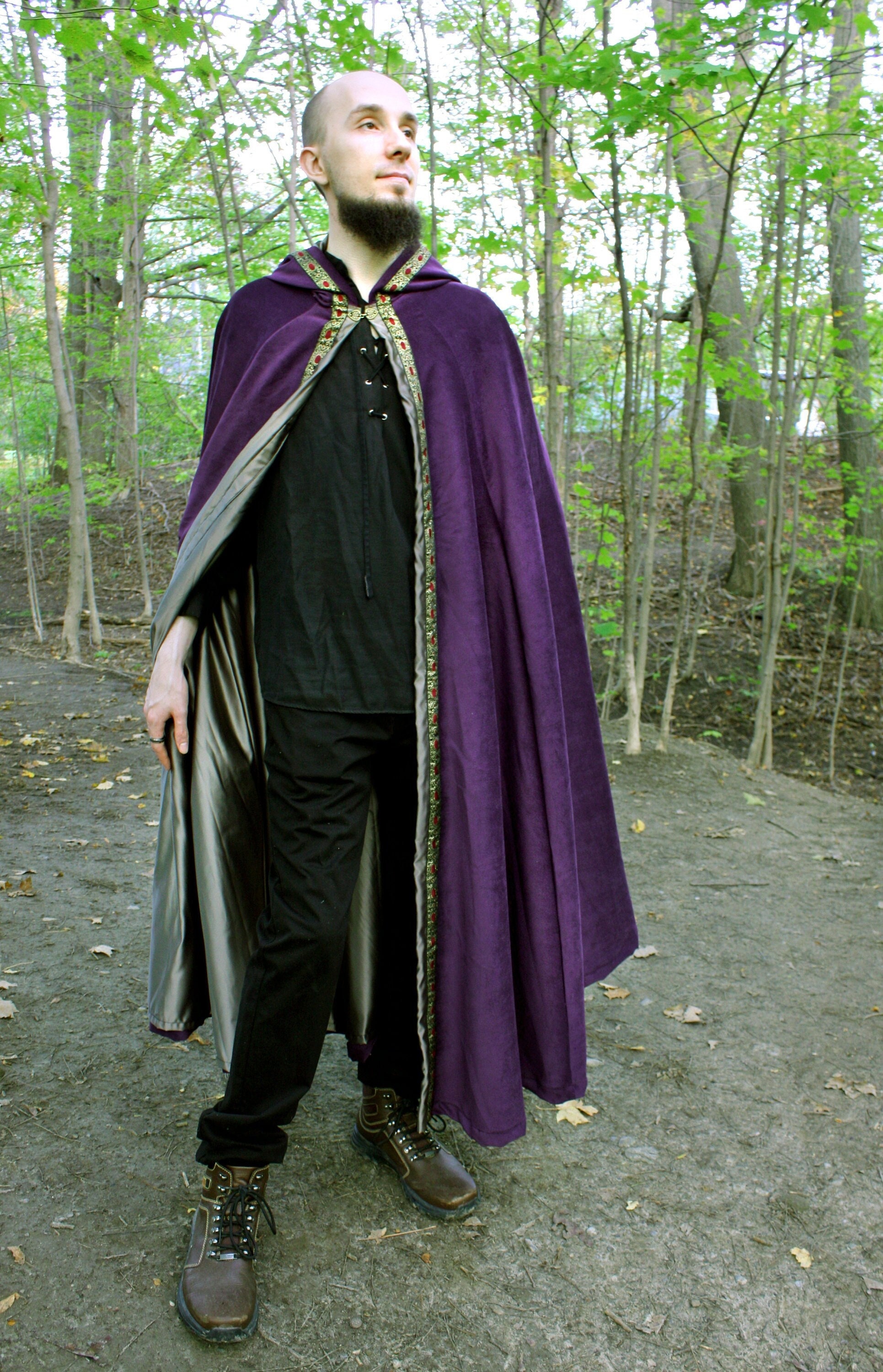 Long Purple 3/4 Circle Cloak- Silver Lining - Etsy