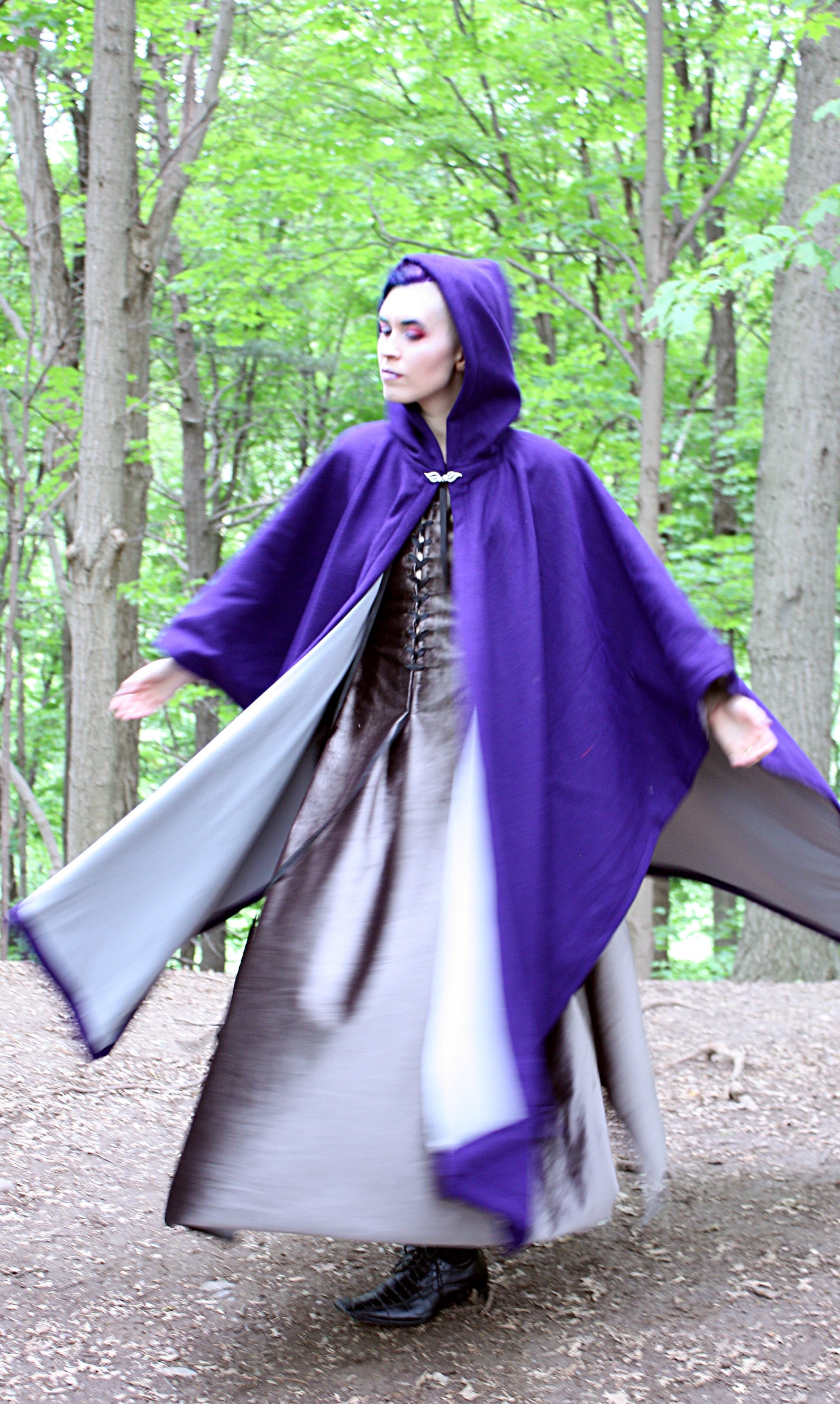 Purple Wool Rectangle Cloak- Grey Lining - Etsy