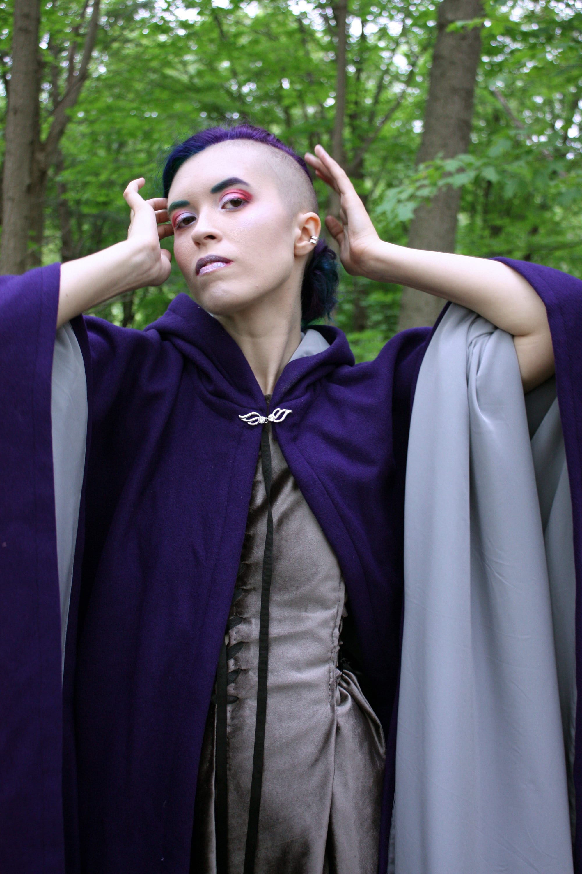 Purple Wool Rectangle Cloak Grey Lining - Etsy