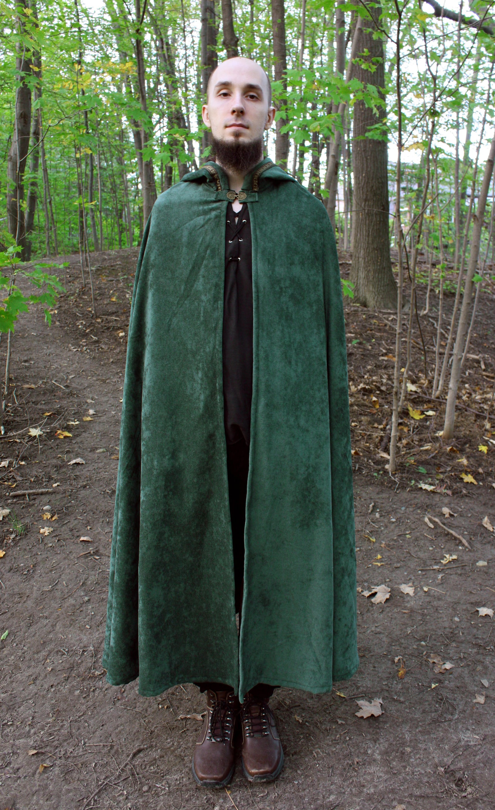 Earth Green Half Circle Cloak- Brown Lining - Etsy