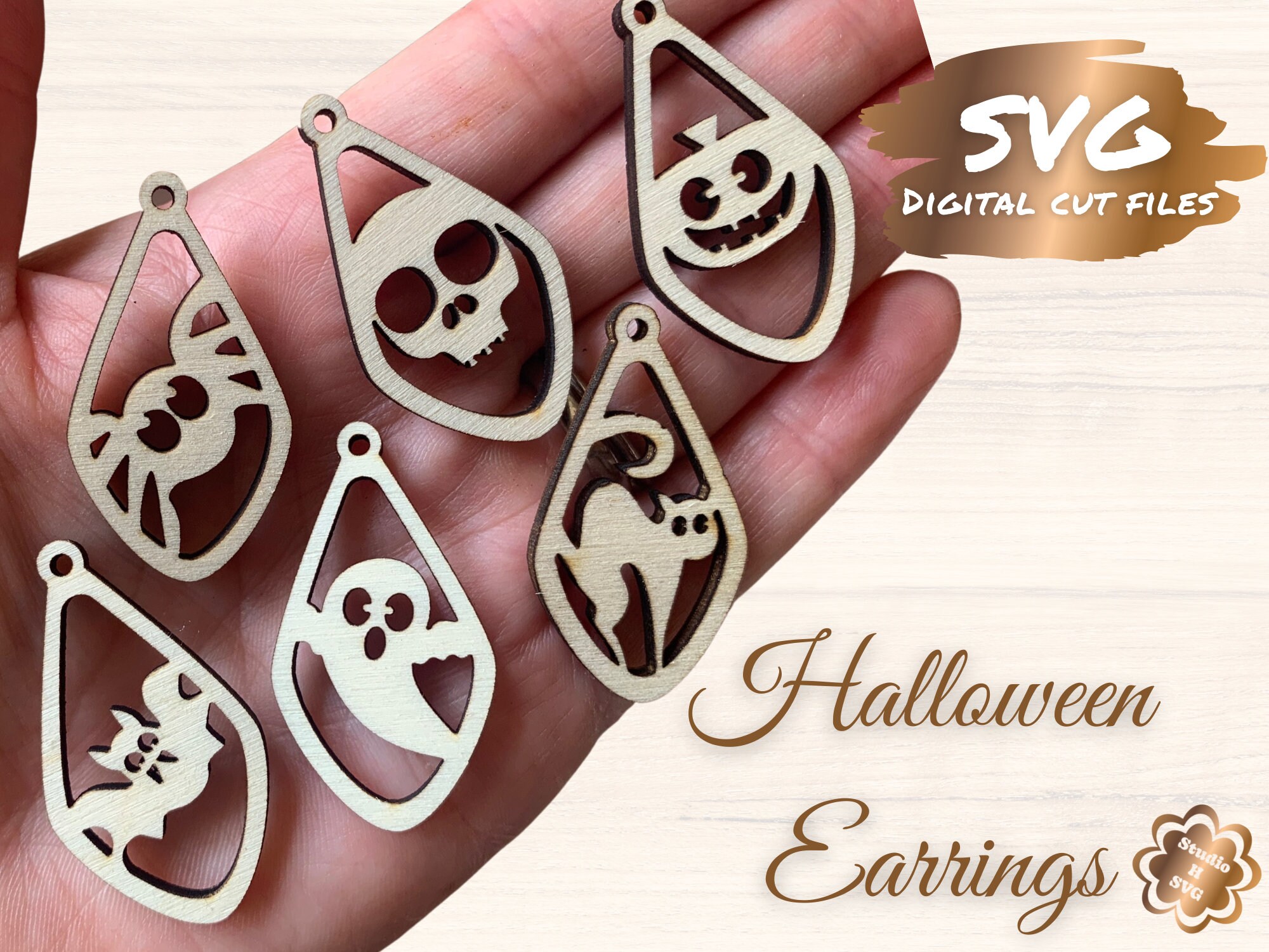 Halloween Earring SVG Files Halloween SVG Spooky Earring - Etsy