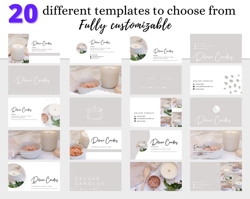 20 EDITABLE DIY Business Card Templates, Candle Business Cards ...