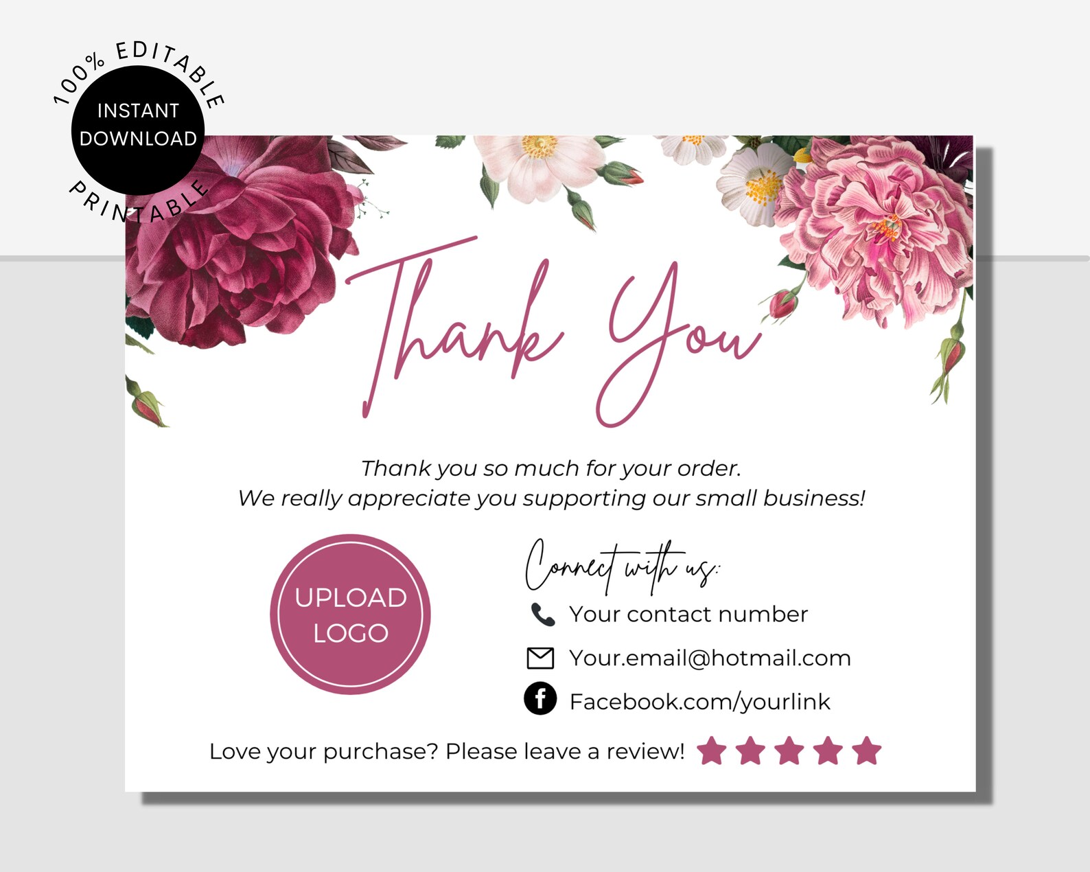 EDITABLE Thankyou Card Salon Thankyou Template Makeup - Etsy