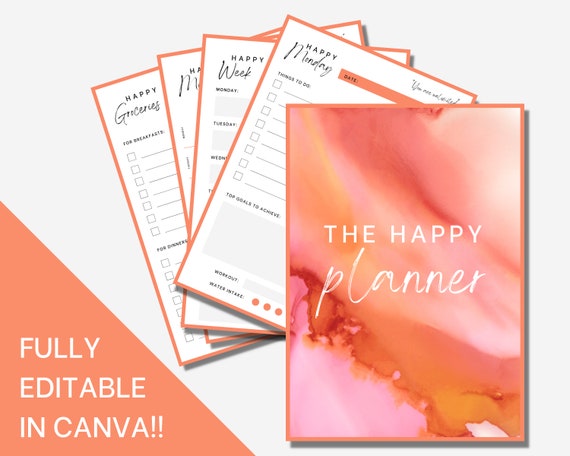 EDITABLE Planner Template Undated Planner Customizable | Etsy