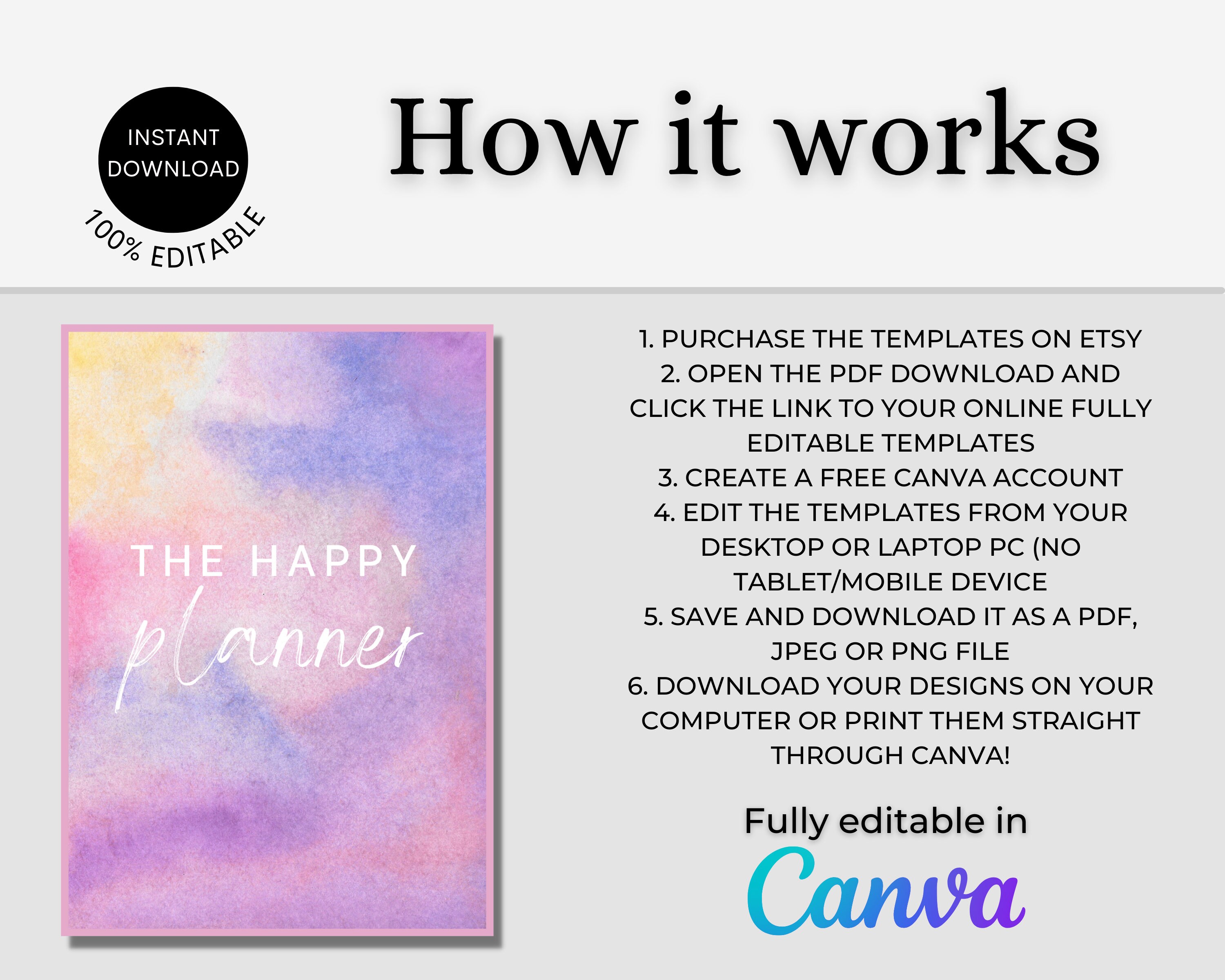 EDITABLE Planner Template, Undated Planner, Customizable Planner ...