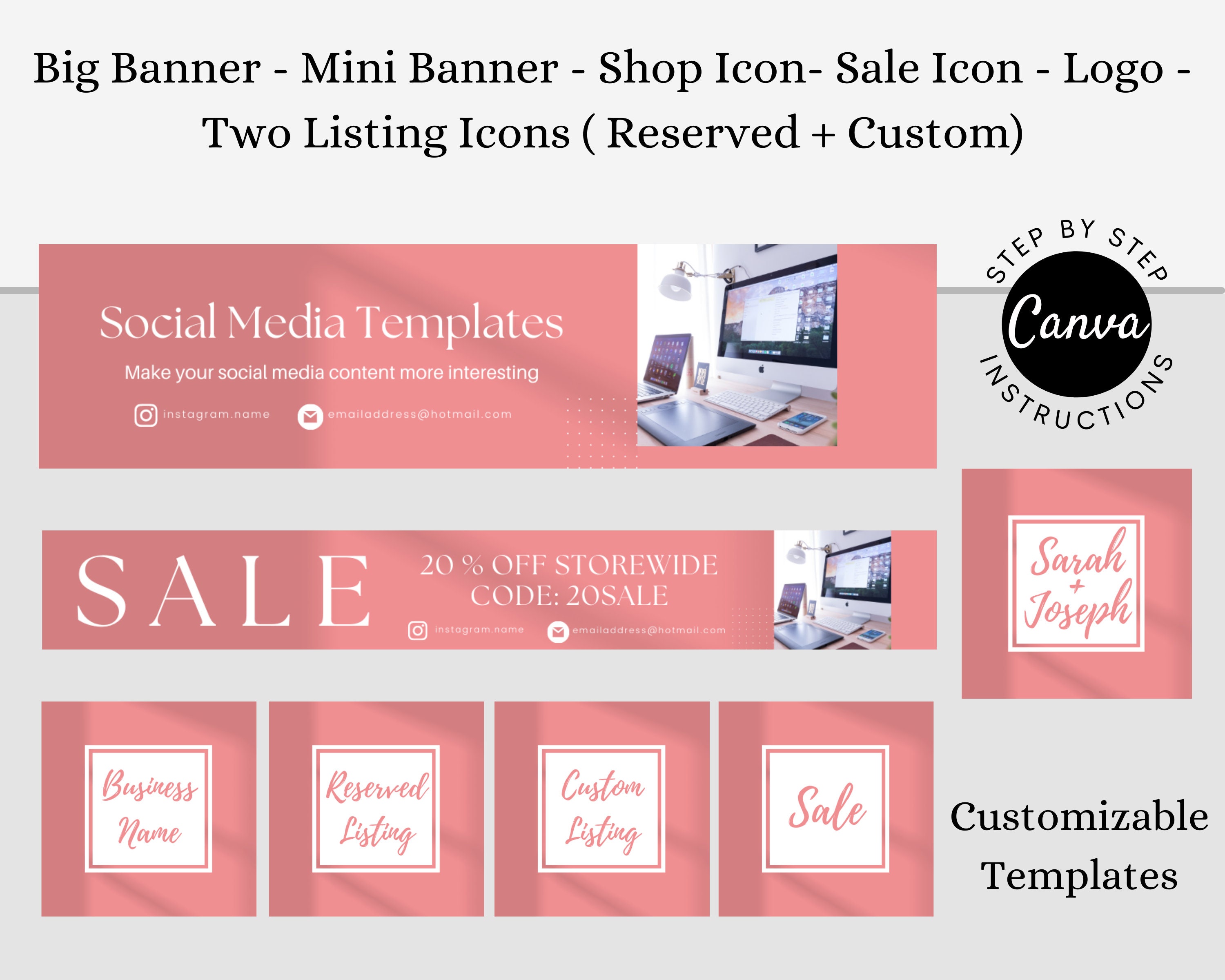 EDITABLE DIY Etsy Shop Banner Kit I DIY Banner I Etsy Branding I Etsy ...