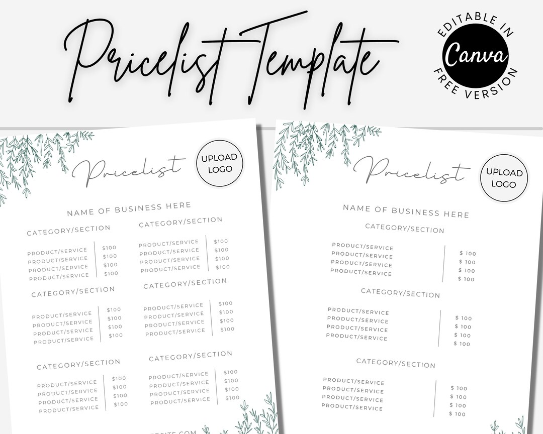 EDITABLE Price List Template Price List Business Price List Etsy editable-price-list-template-price-list-business-price-list-etsy