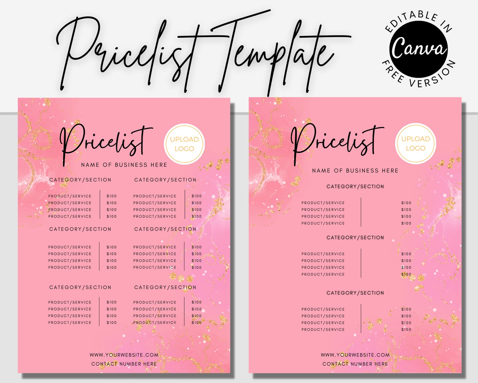 EDITABLE Price List Template, Price List, Business Price List, Makeup ...