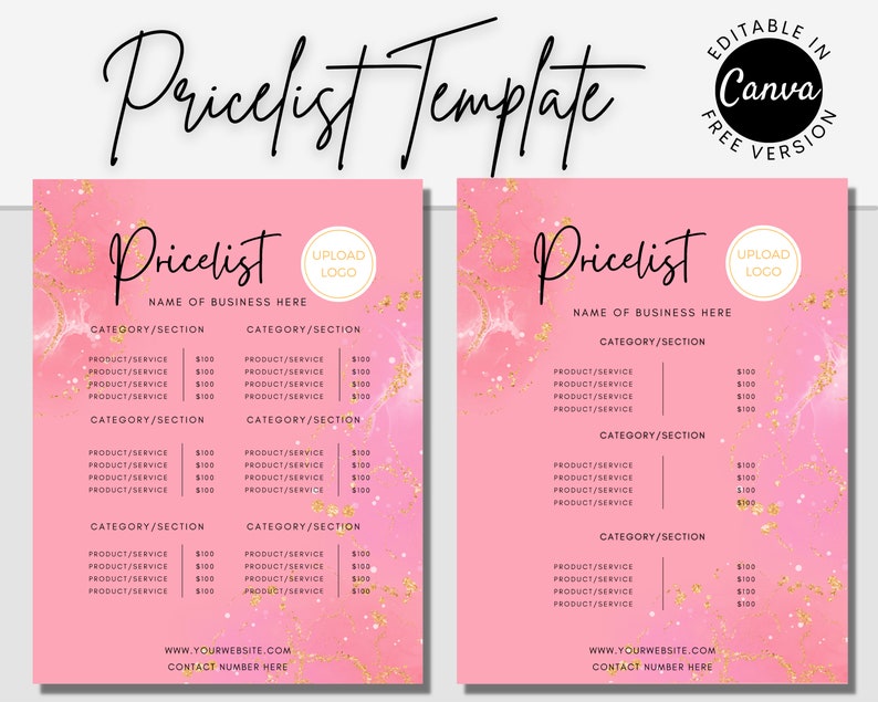 EDITABLE Price List Template Price List Business Price List - Etsy ...