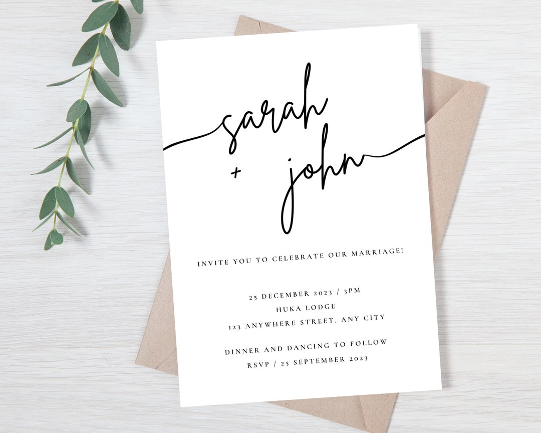 EDITABLE Wedding Invitation, INSTANT DOWNLOAD, Wedding Invite, Canva ...