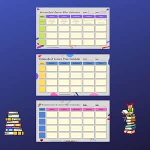 EDITABLE Homeschool Lesson Plan Calendar Fillable weekly - Etsy