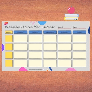 EDITABLE Homeschool Lesson Plan Calendar Fillable weekly - Etsy