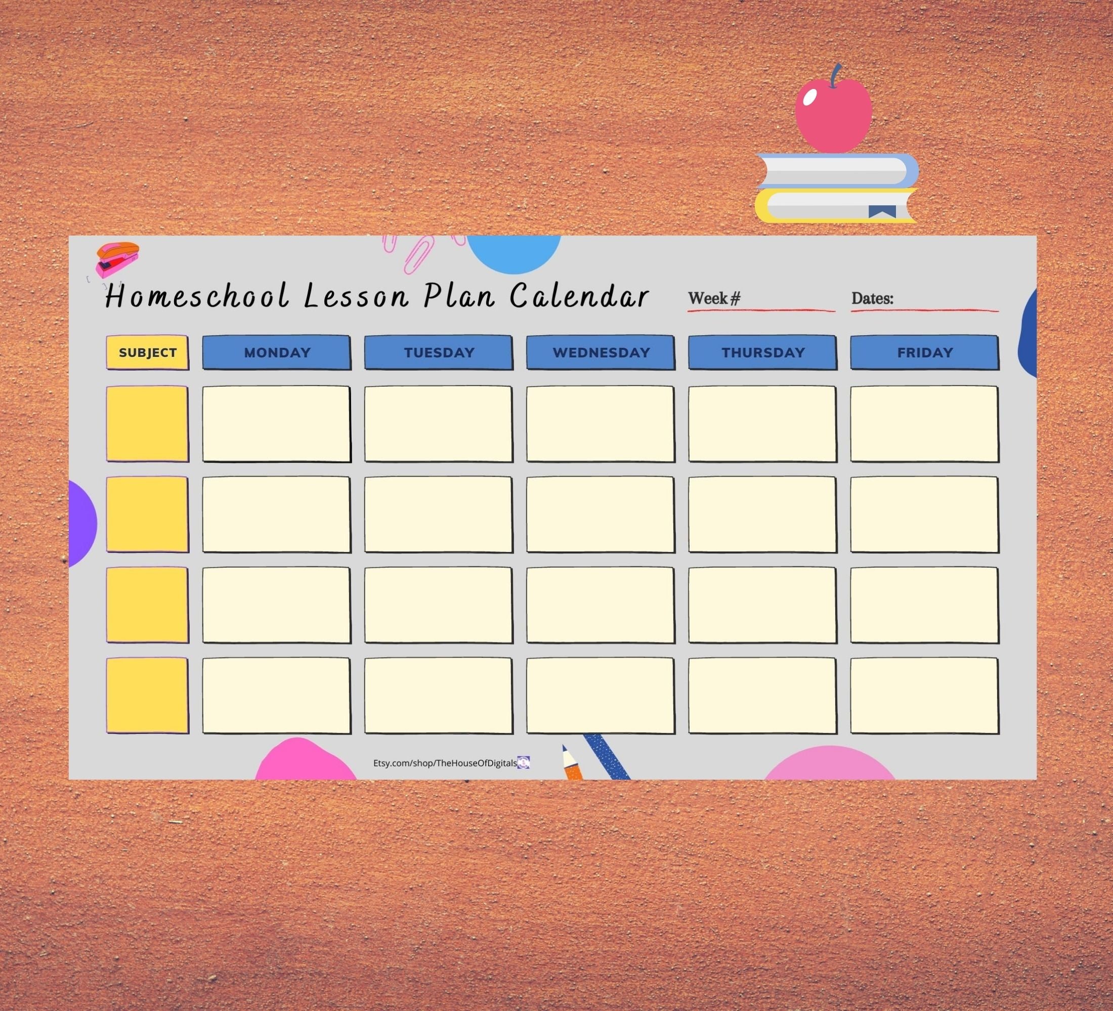 EDITABLE Homeschool Lesson Plan Calendar Templates for Teachers Daily ...