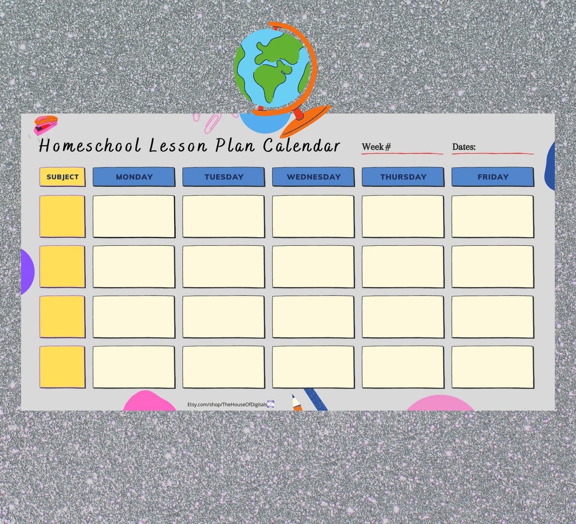 EDITABLE Homeschool Lesson Plan Calendar Fillable weekly - Etsy