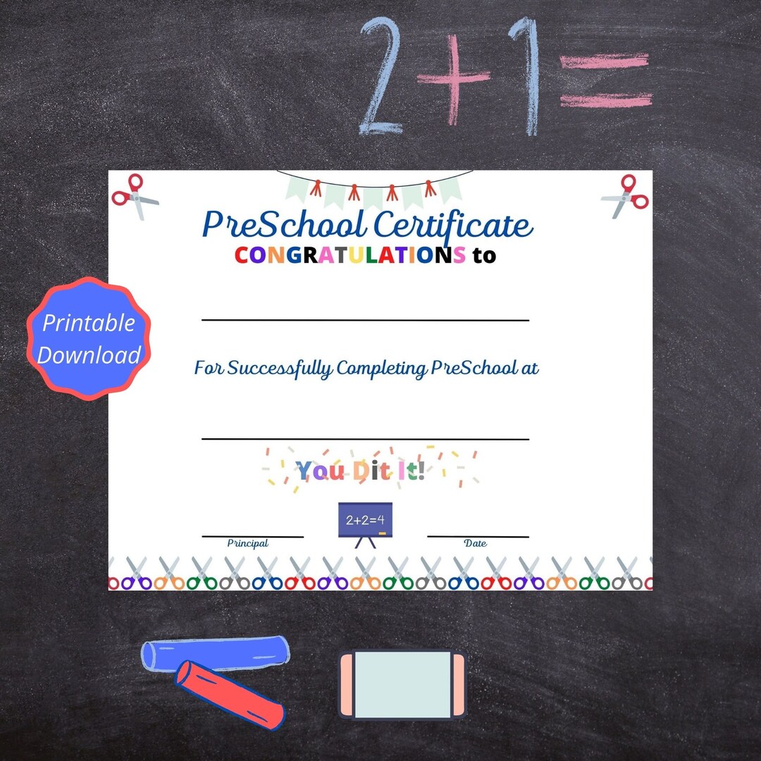 Printable Preschool Last Day of School Graduation Certificate Teacher ...
