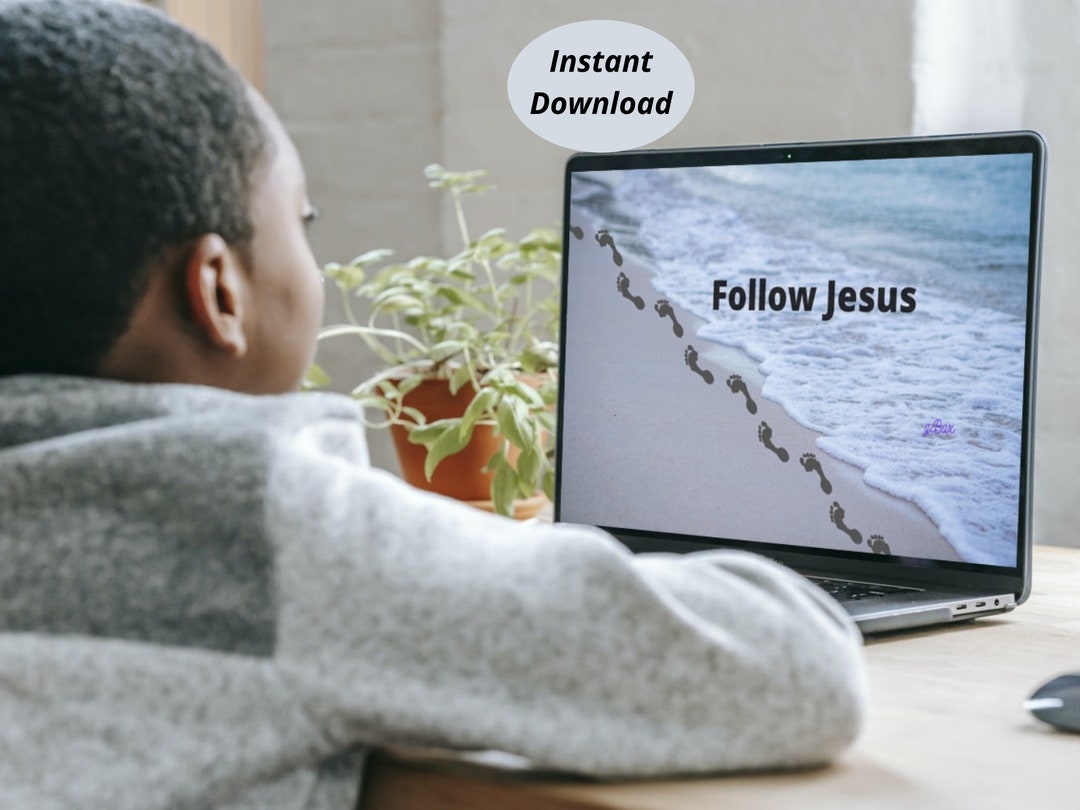 Follow Jesus Laptop Wallpaper Digital Wallpaper Footsteps of Jesus ...