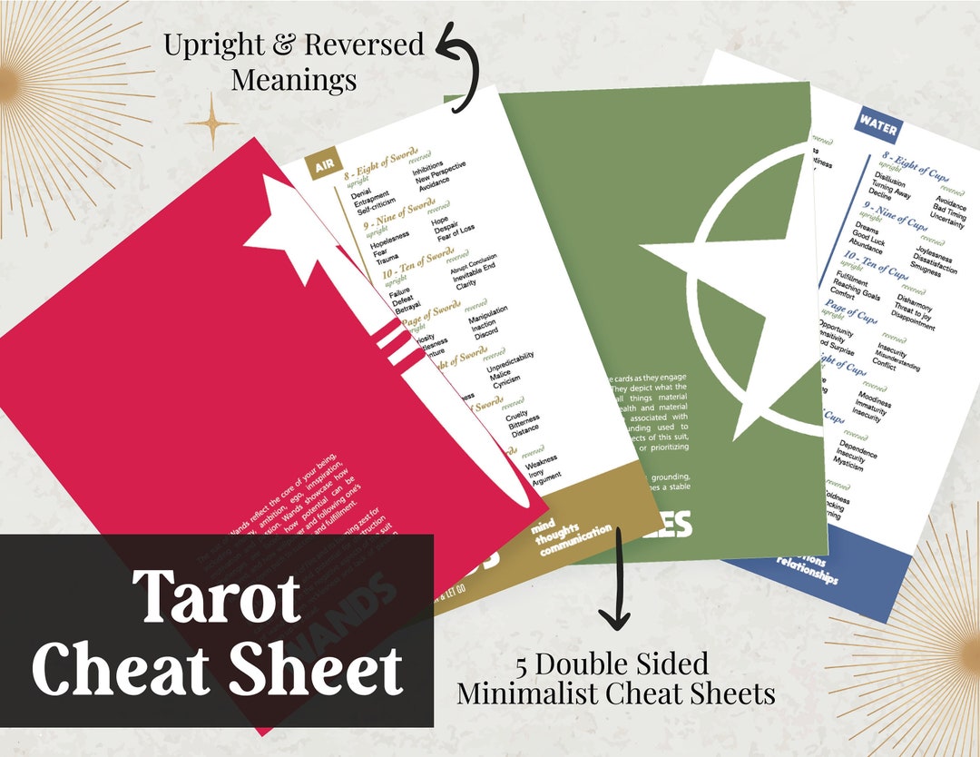 TAROT CHEET SHEET Beginners Worksheets Oracle Tarot Witch Divination ...