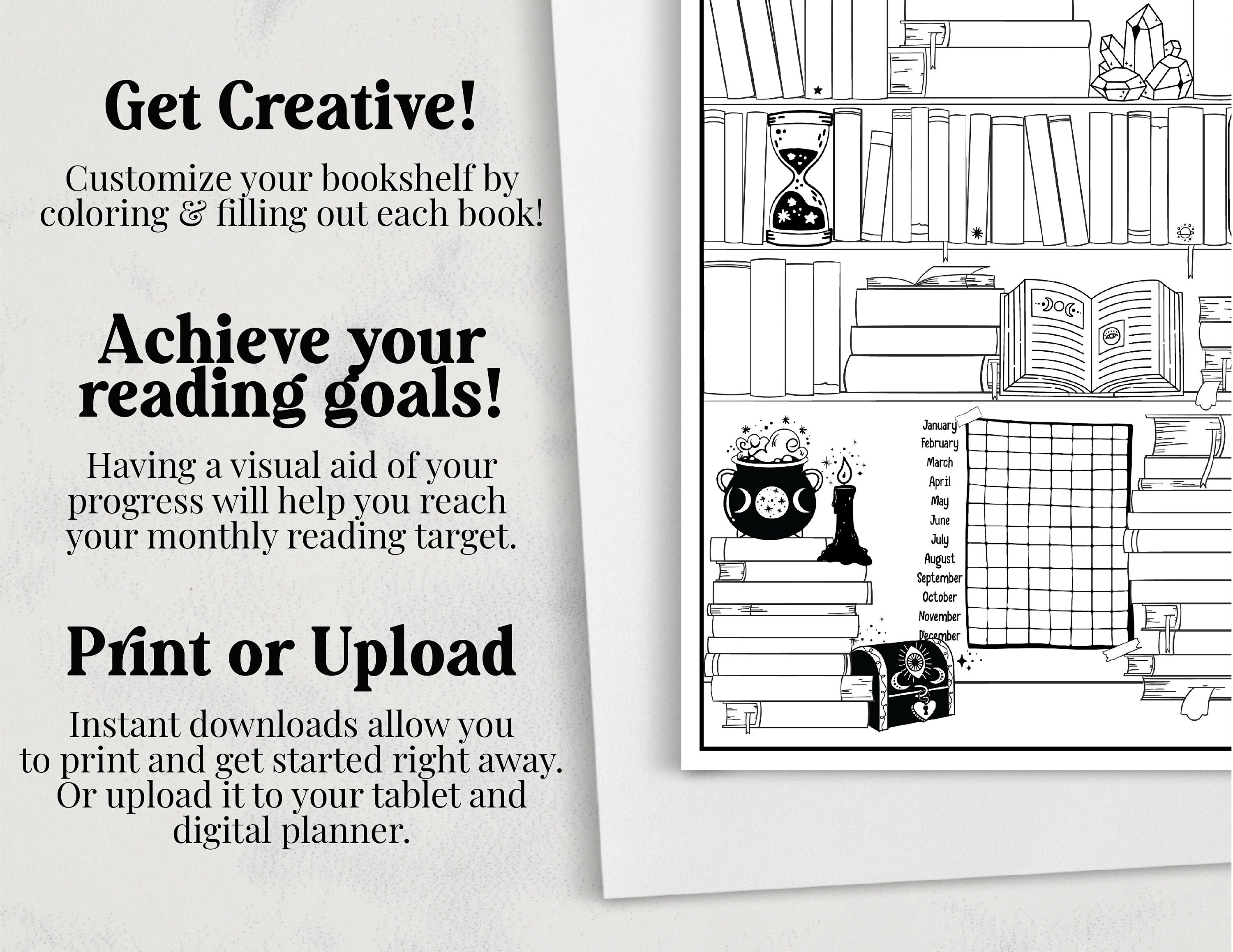 Witchy Bookshelf Book Tracker Instant Download | Printable Digital ...