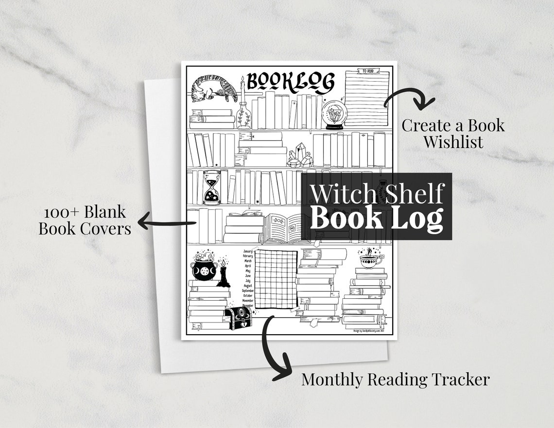 Witchy Bookshelf Book Tracker Instant Download Printable Digital ...