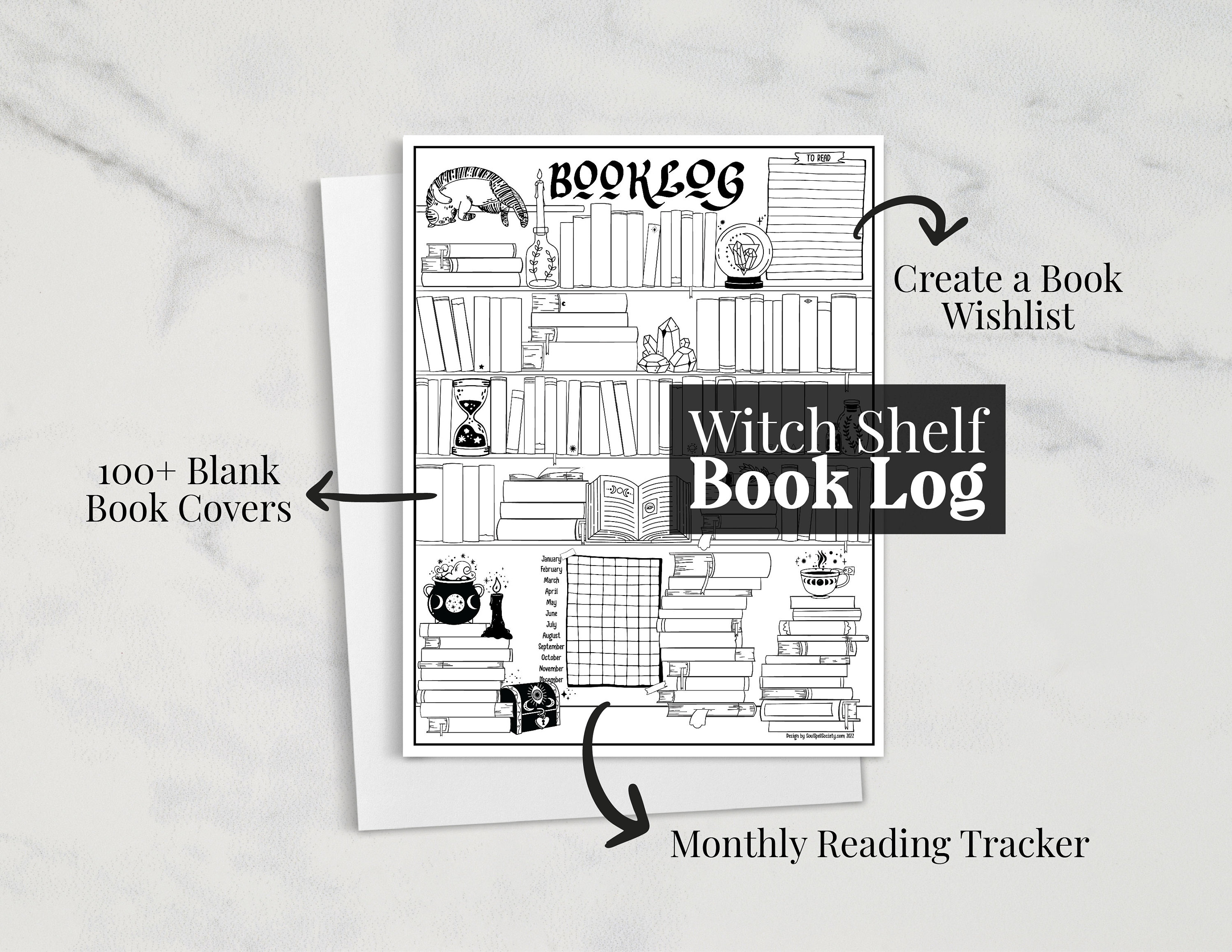 Witchy Bookshelf Book Tracker Instant Download Printable Digital ...