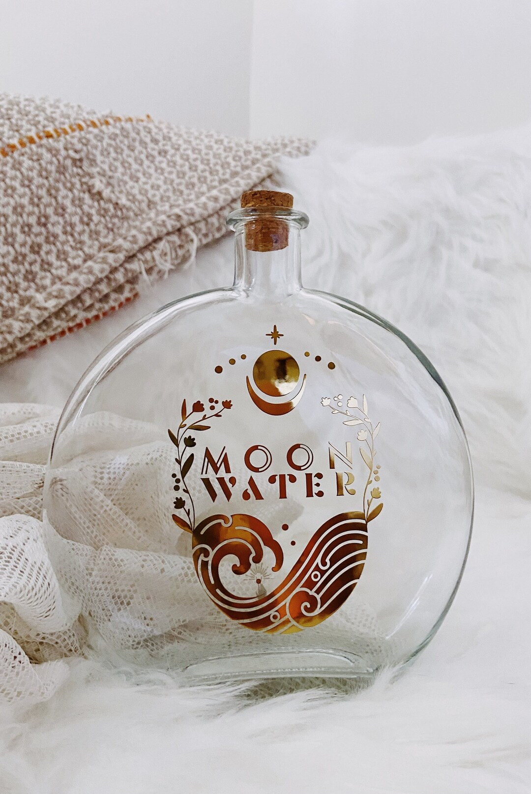 MOON WATER BOTTLE Ritual, Magick, Glass Flask Jar, Water, Full Moon ...