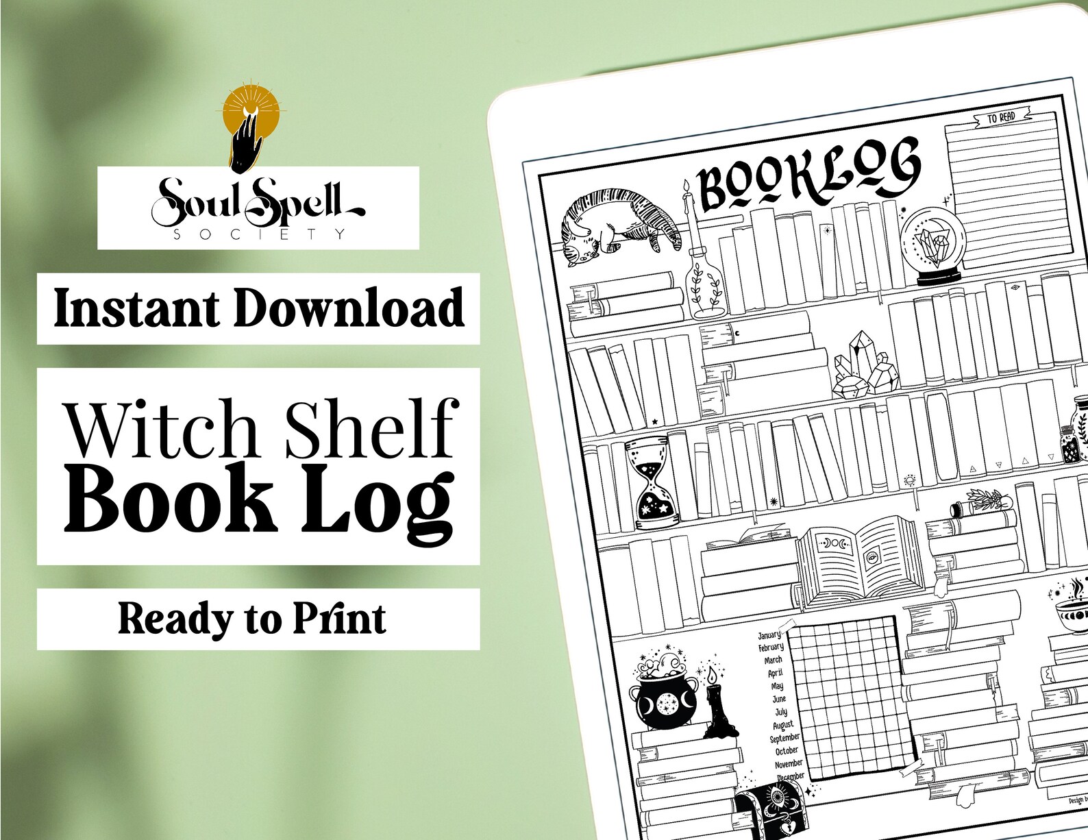 Witchy Bookshelf Book Tracker Instant Download Printable Digital ...
