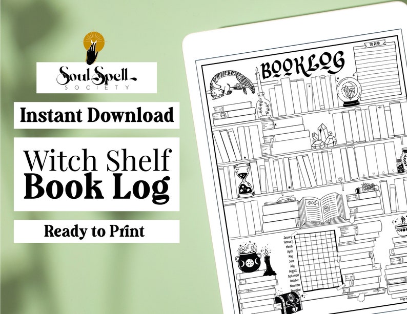 Witchy Bookshelf Book Tracker Instant Download | Printable Digital ...
