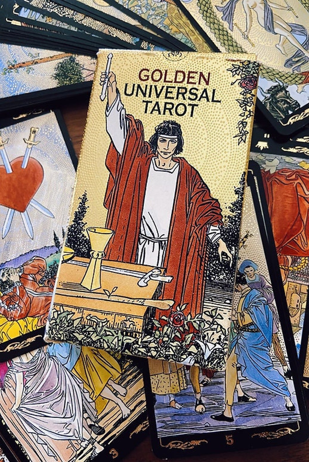 GOLDEN METALLIC TAROT | Universal Deck Rider Waite Aesthetic Gilded Shiny Gold Foil Print High ...